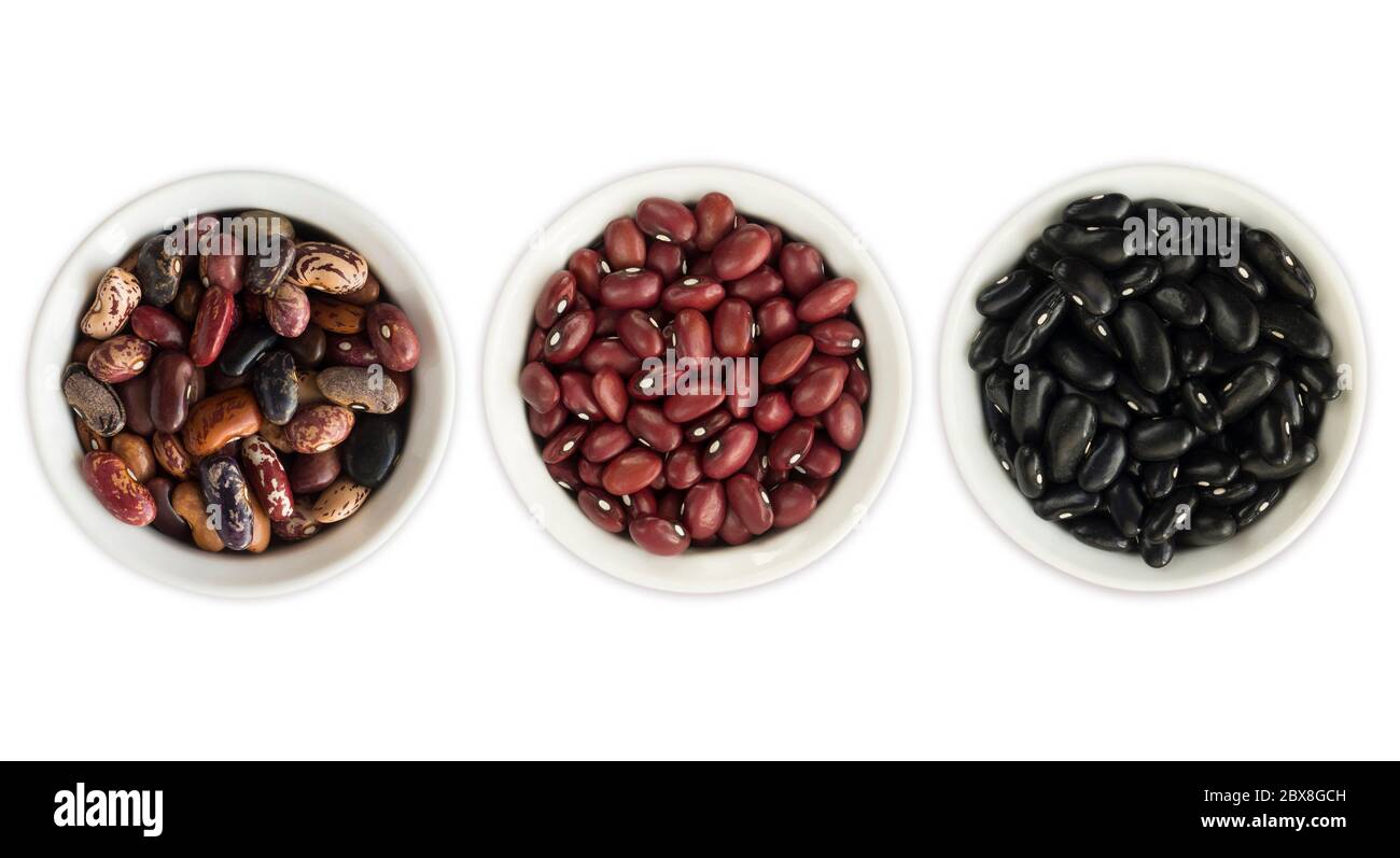 Set of Kidney beans isolated on white background. Top view. Kidney ...