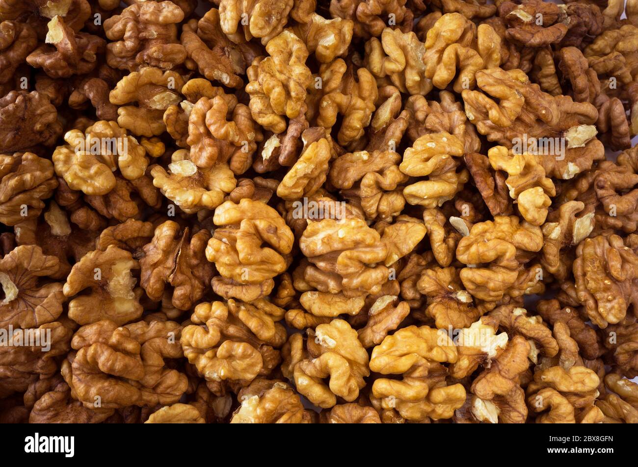 Walnuts background. Kernels walnuts. Top view. Vegetarian or healthy ...