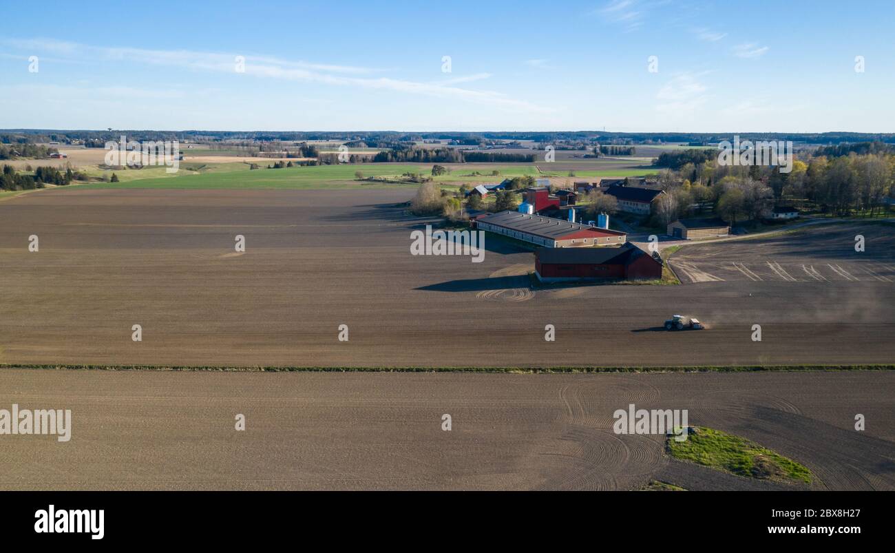 Agricultural work on farm aerial hi-res stock photography and images ...