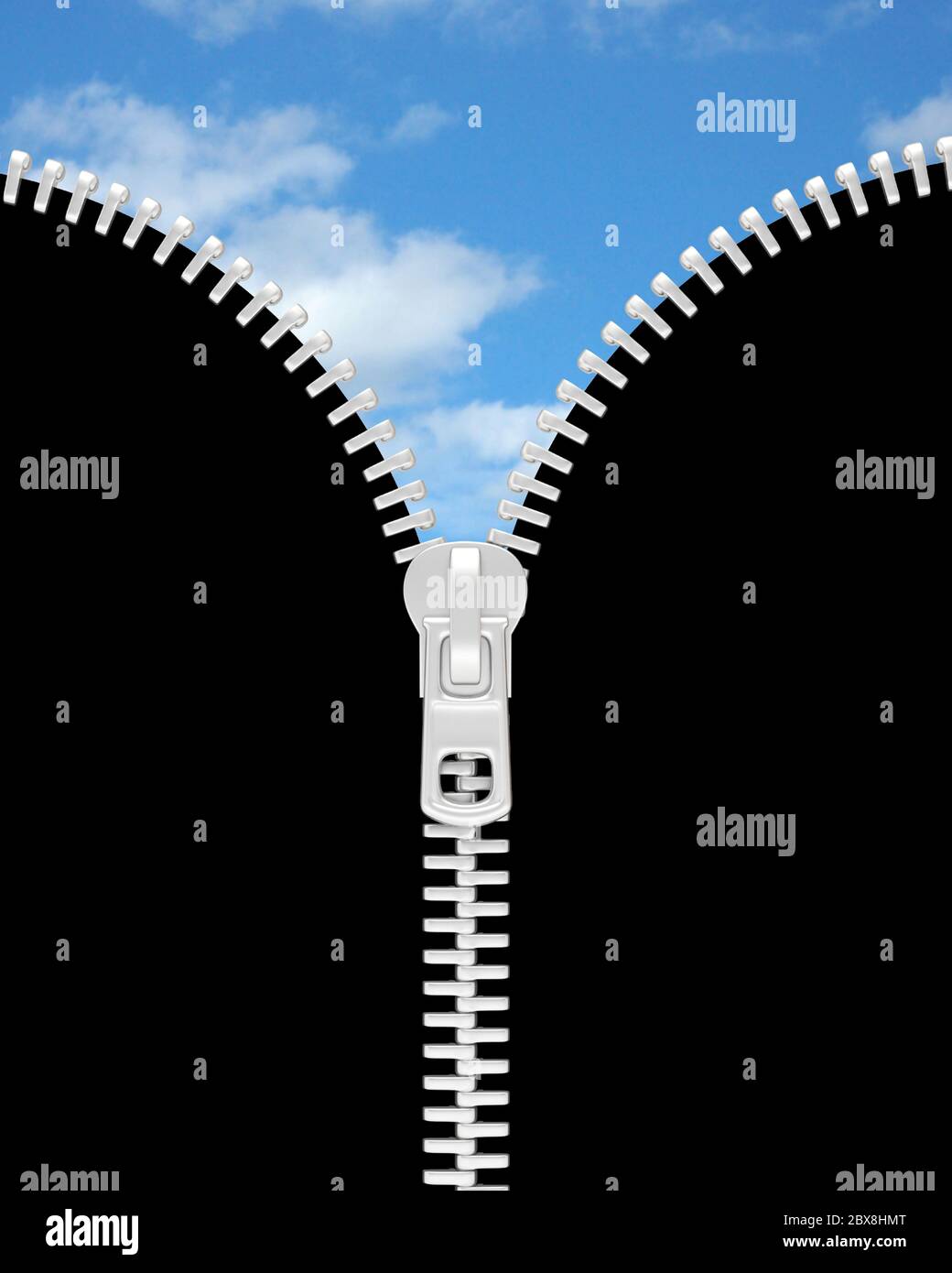 zip zipper sky open cloud Stock Photo - Alamy