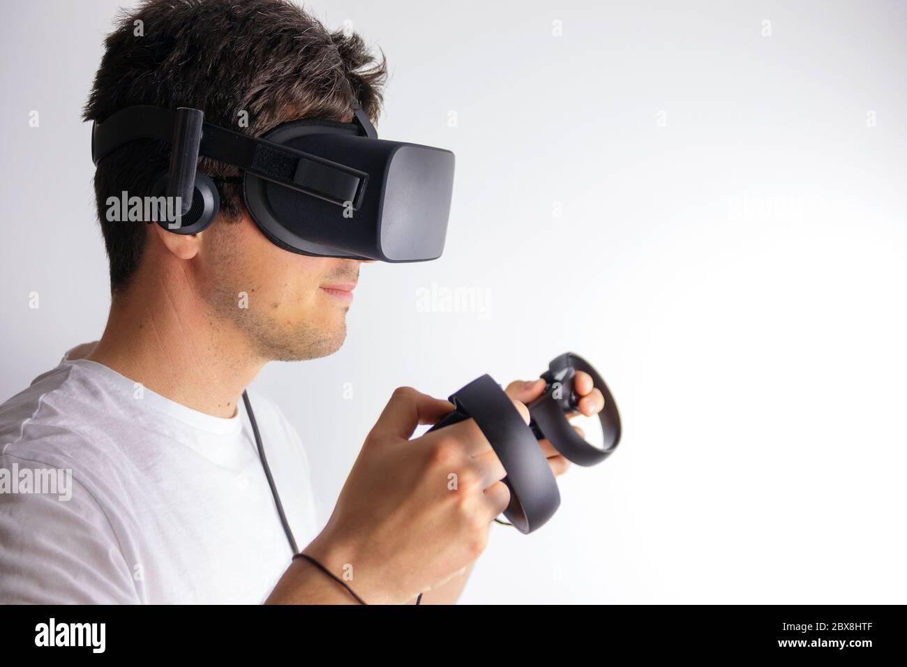 VR goggles are used for playing virtual reality games in a gaming ...
