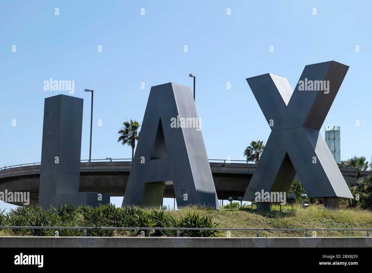 Los Angeles, CA/USA - May 24, 2020: The large LAX sign at the entrance ...