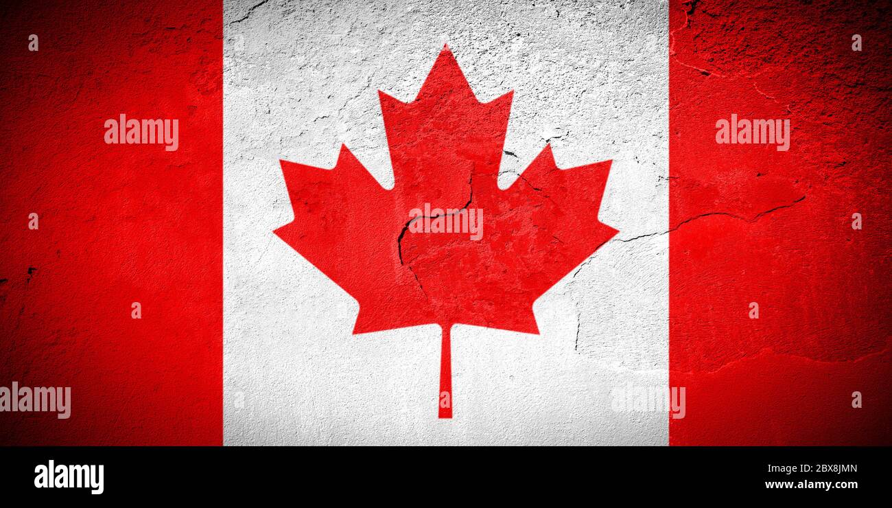 Canada flag painted on grungy cracked wall Stock Photo - Alamy