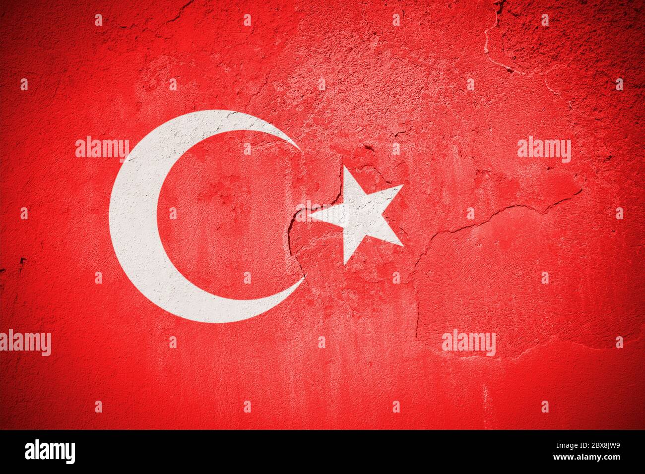 Turkey flag painted on grungy cracked wall Stock Photo - Alamy