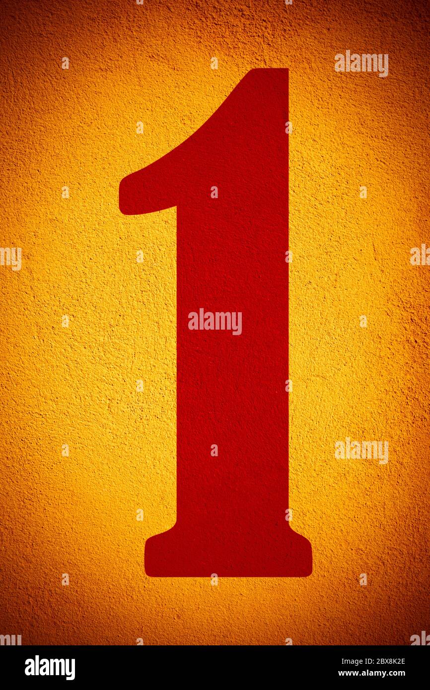 Number one painted on grungy cracked wall Stock Photo - Alamy