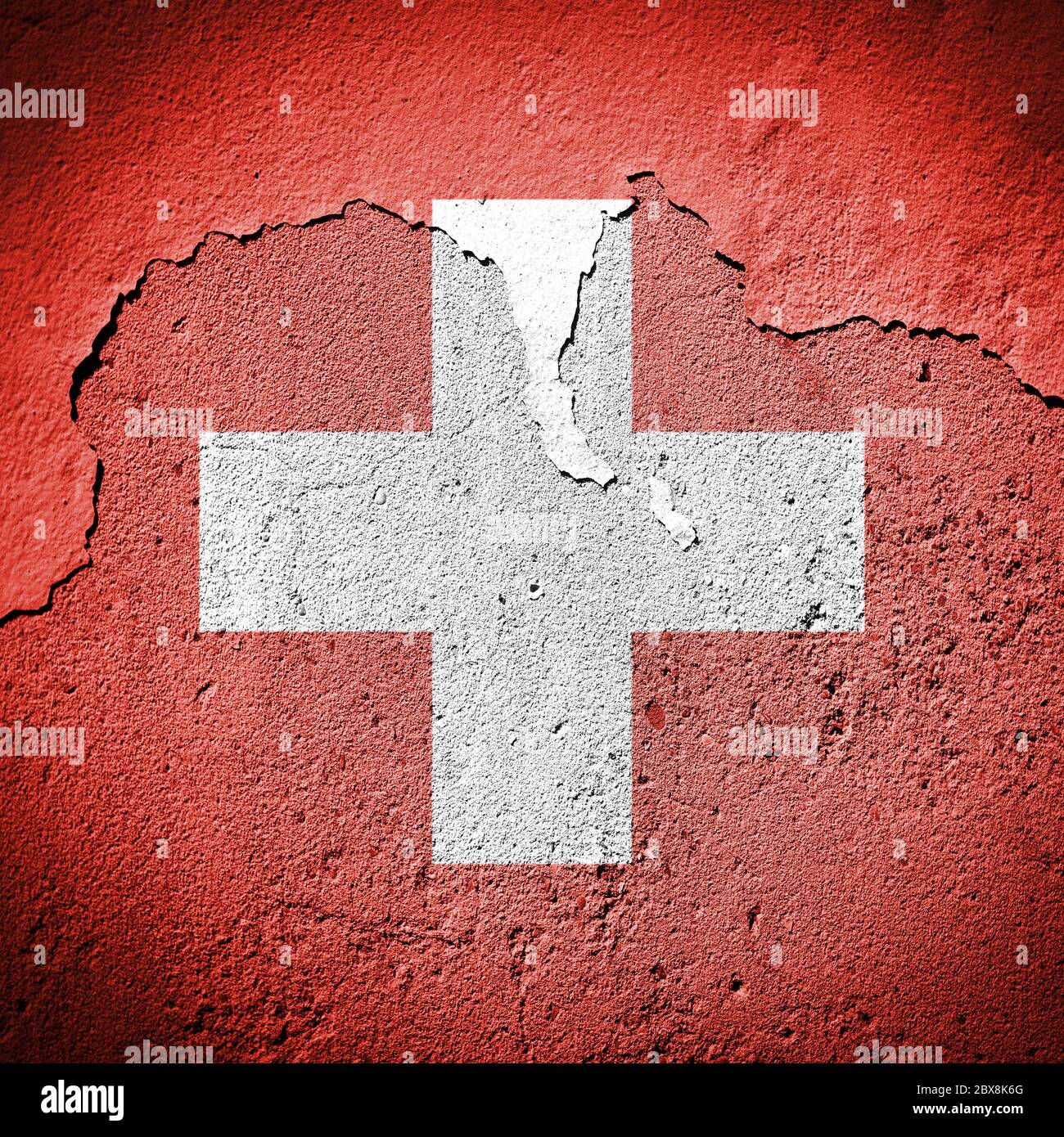 Switzerland flag painted on grungy cracked wall Stock Photo - Alamy