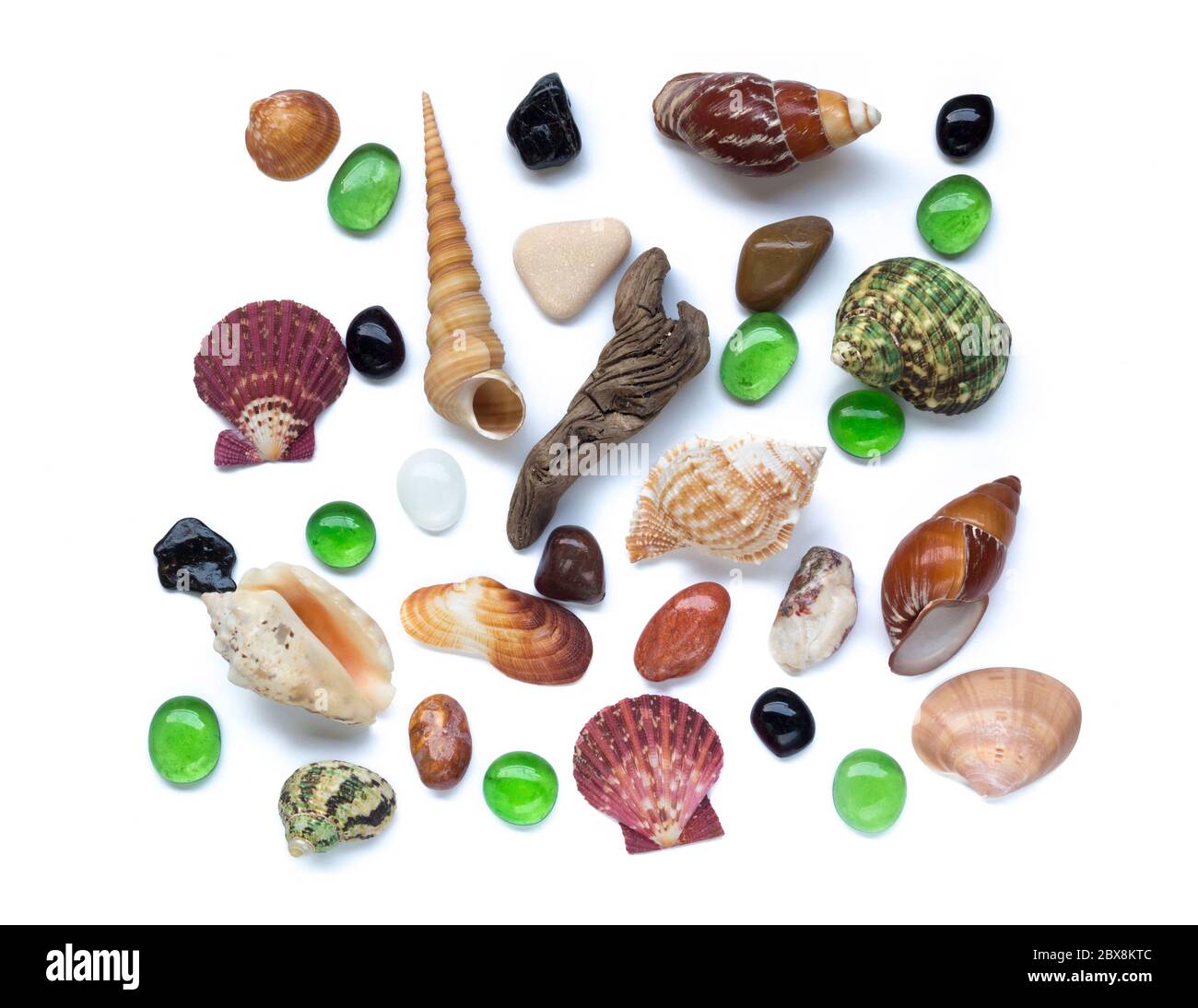 Sea beach objects decoration on white background Stock Photo - Alamy
