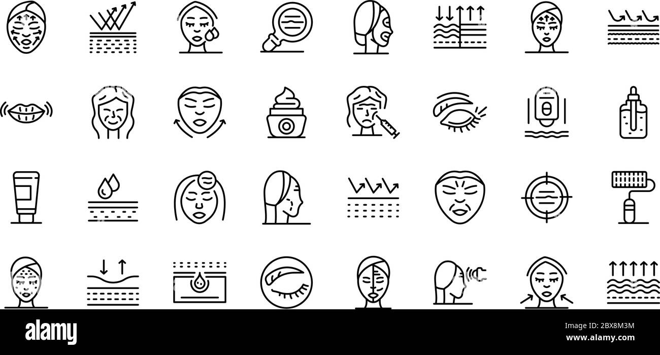 Wrinkles icons set, outline style Stock Vector Image & Art - Alamy