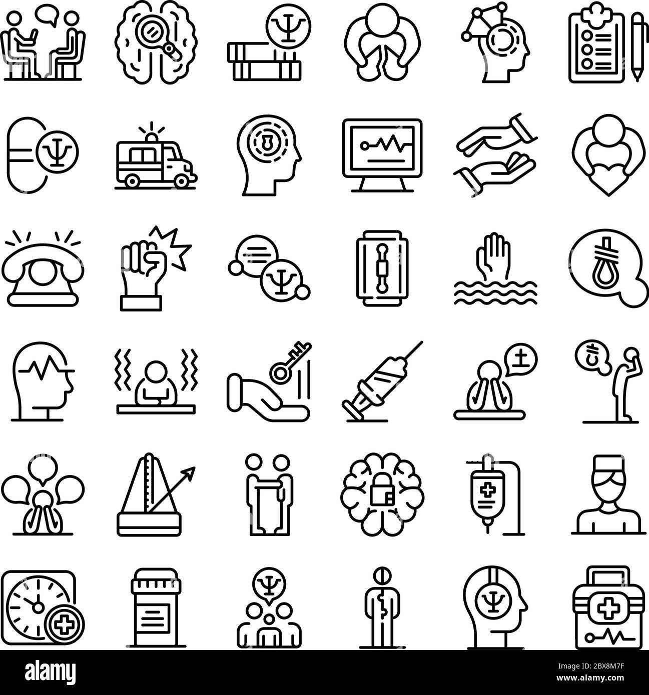 Supporting mental health icons set, outline style Stock Vector Image ...