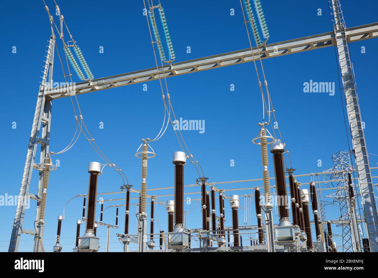 Electrical substation view in Zaragoza province, Aragon in Spain Stock ...