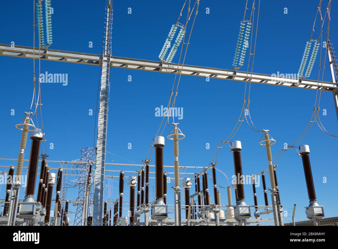 Electrical substation view in Zaragoza province, Aragon in Spain Stock ...