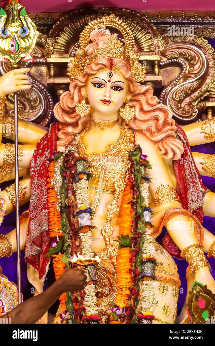 Omnipotent Goddess Durga With Trident To Protect The Society Stock ...