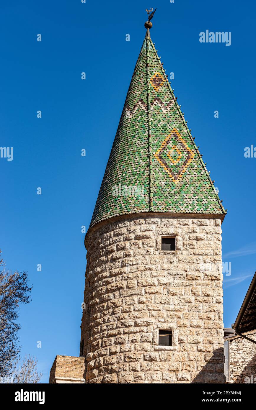 Torre Verde (Green tower), medieval watchtower in Trento downtown, with ...