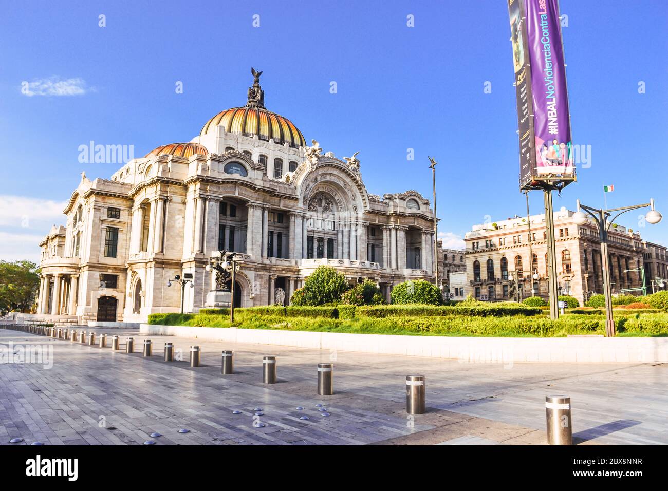 Mexico City, Mexico ; April 26 2020: view of the Palacio de Bellas ...