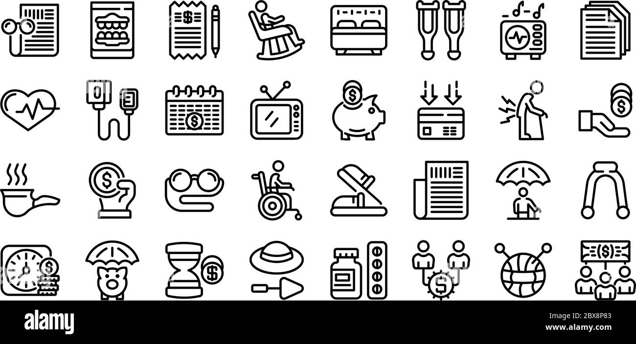 Retirement icons set, outline style Stock Vector Image & Art - Alamy