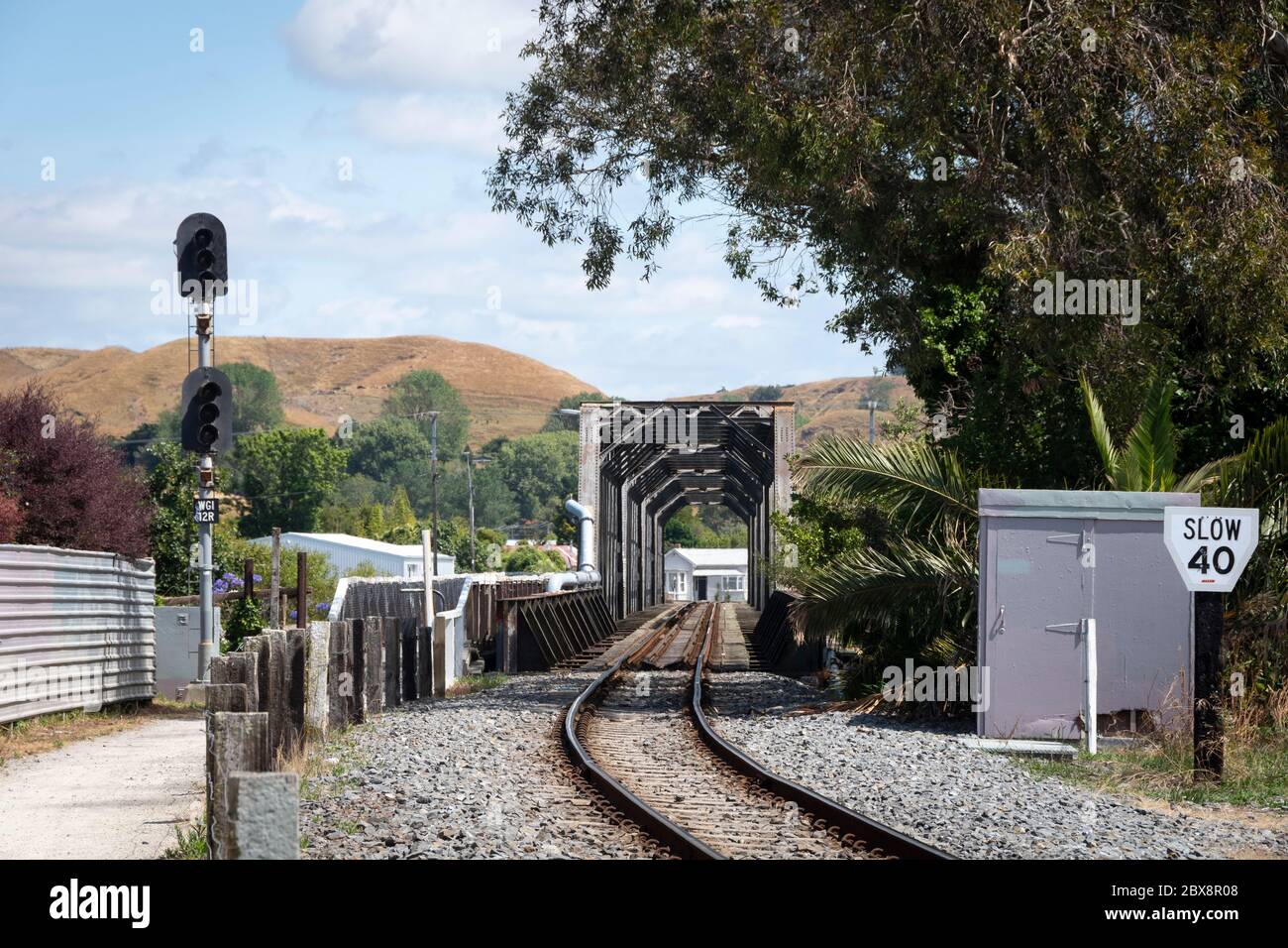 Railway bridge over Whanganui RIver, Whanganui, North Island, New ...