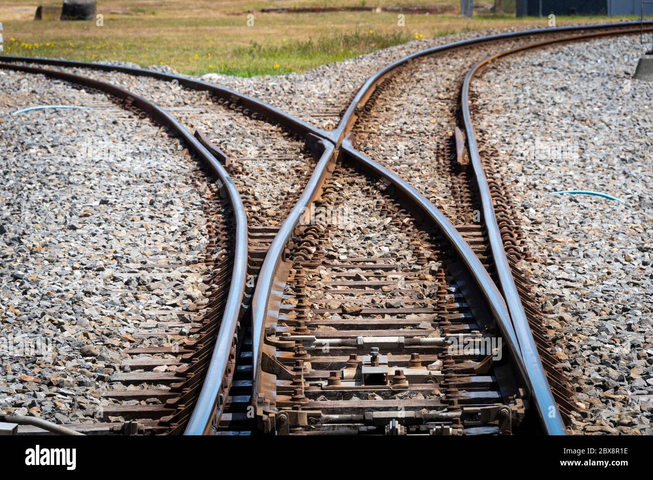 Diverging railway lines, Whanganui, North Island, New Zealand Stock ...