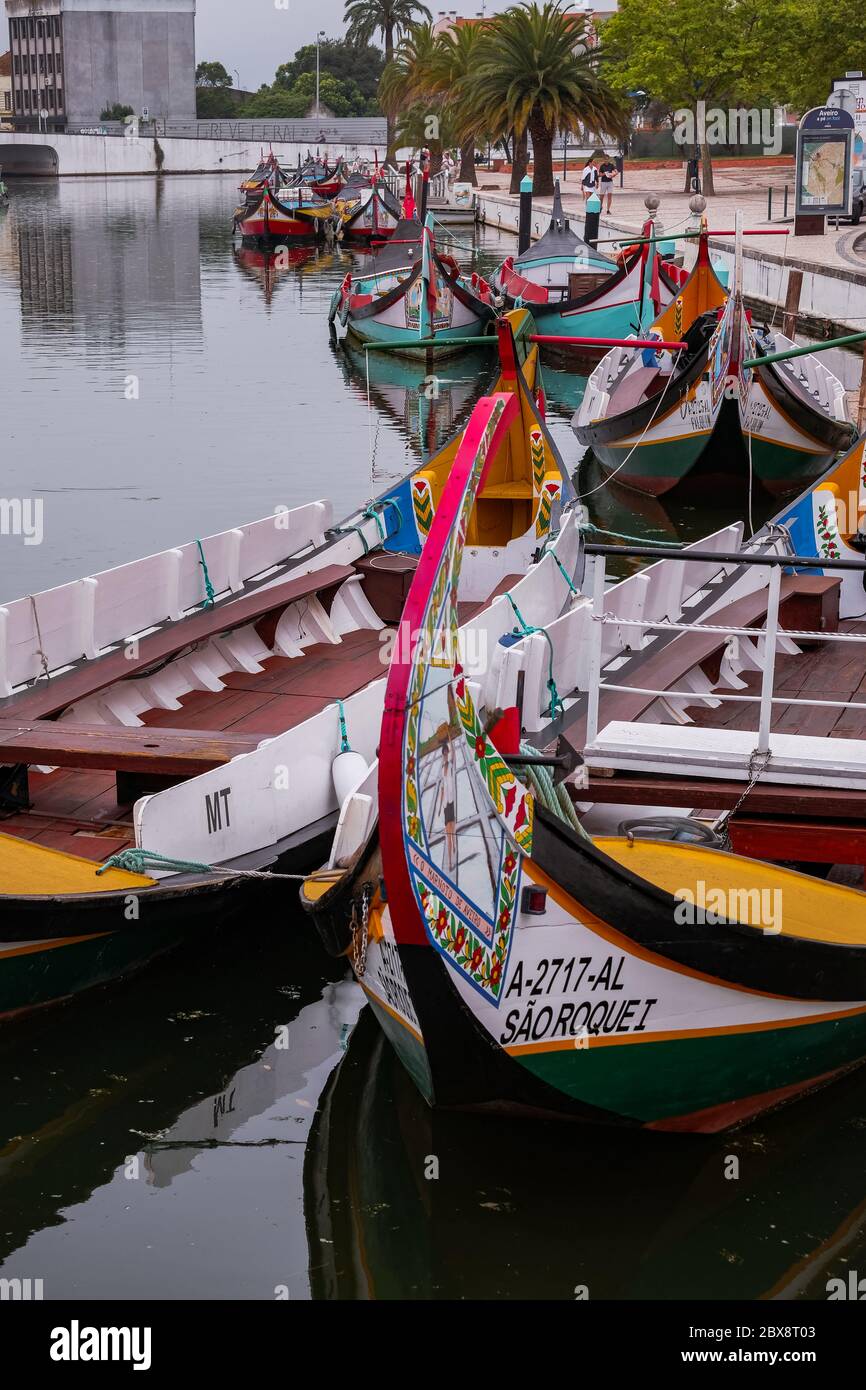 Traditional and Colorful "Moliceiro" Boats in "Ria de Aveiro Stock ...