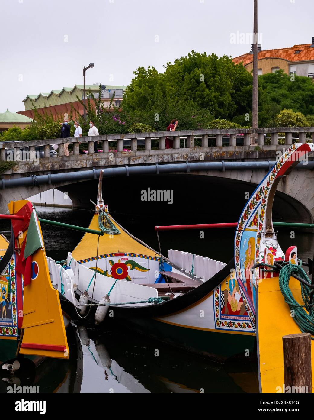 Traditional and Colorful "Moliceiro" Boats in "Ria de Aveiro Stock ...