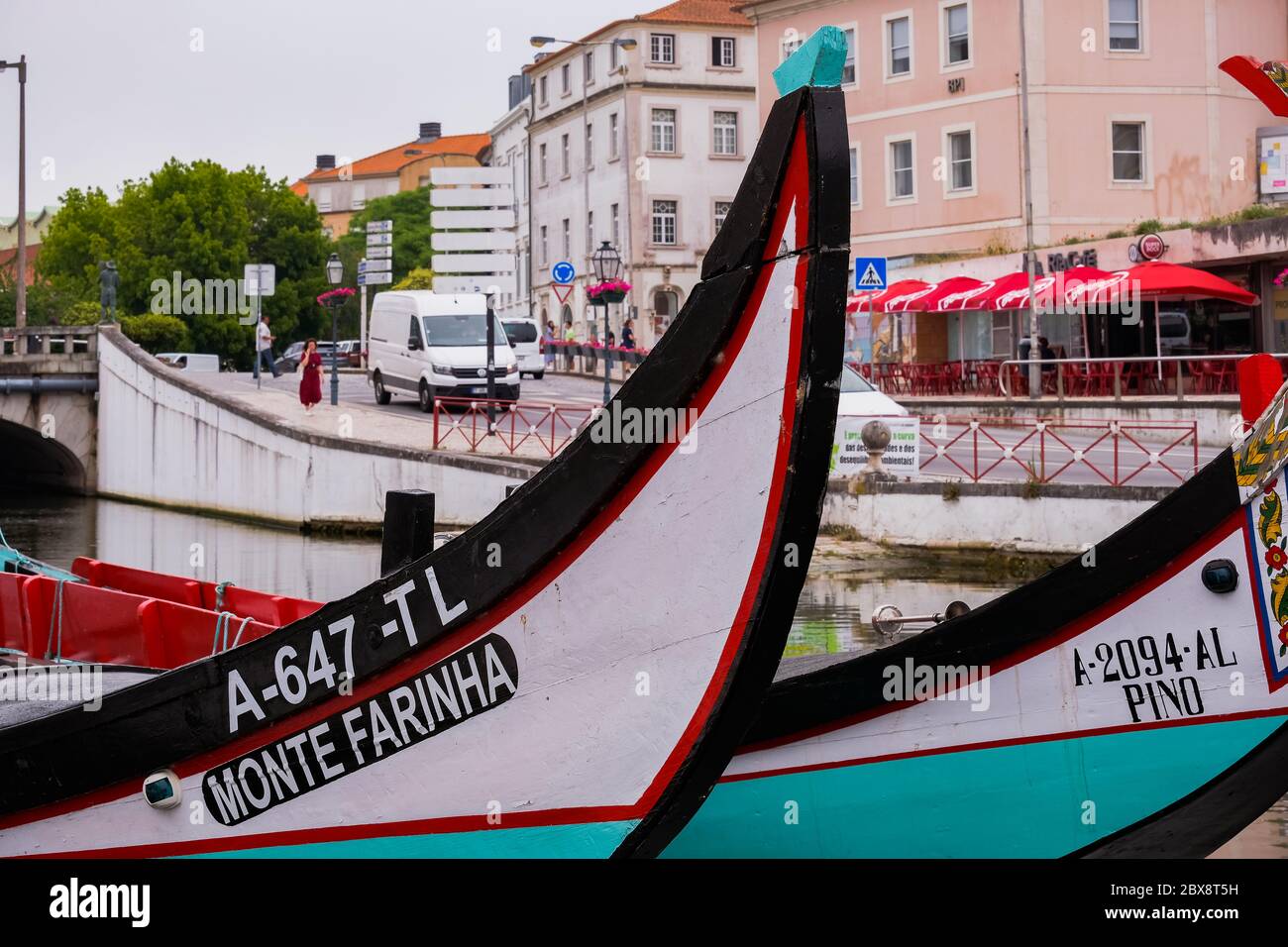 Traditional and Colorful "Moliceiro" Boats in "Ria de Aveiro Stock ...