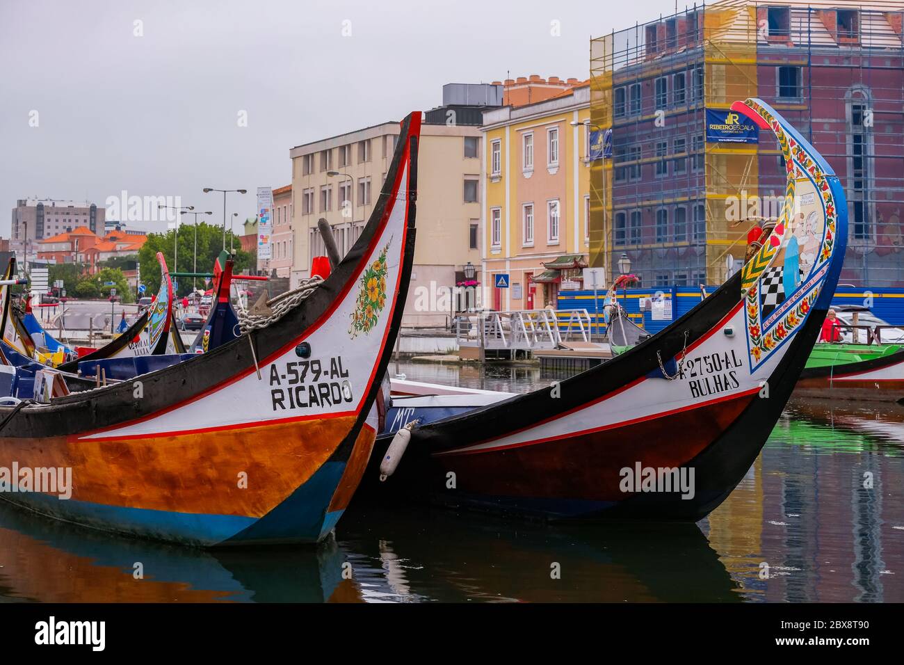 Traditional and Colorful "Moliceiro" Boats in "Ria de Aveiro Stock ...