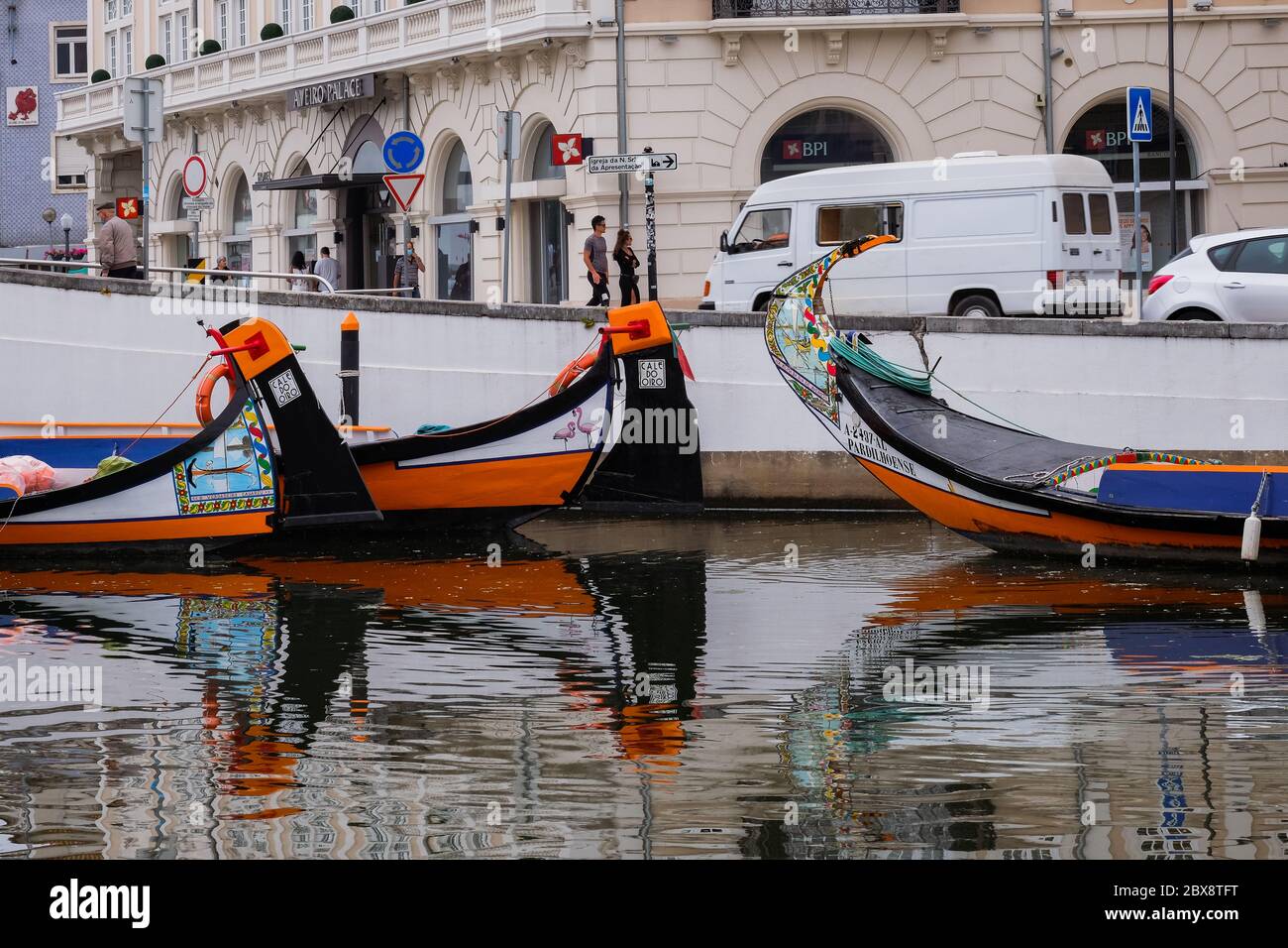 Traditional and Colorful "Moliceiro" Boats in "Ria de Aveiro Stock ...