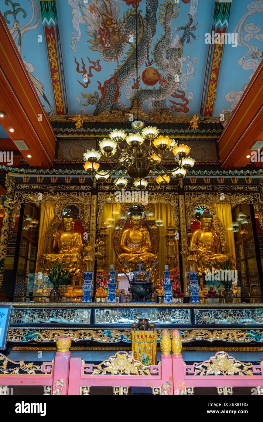Buddhist statues inside Po Lin Monastery, Lantau Island, Hong Kong ...