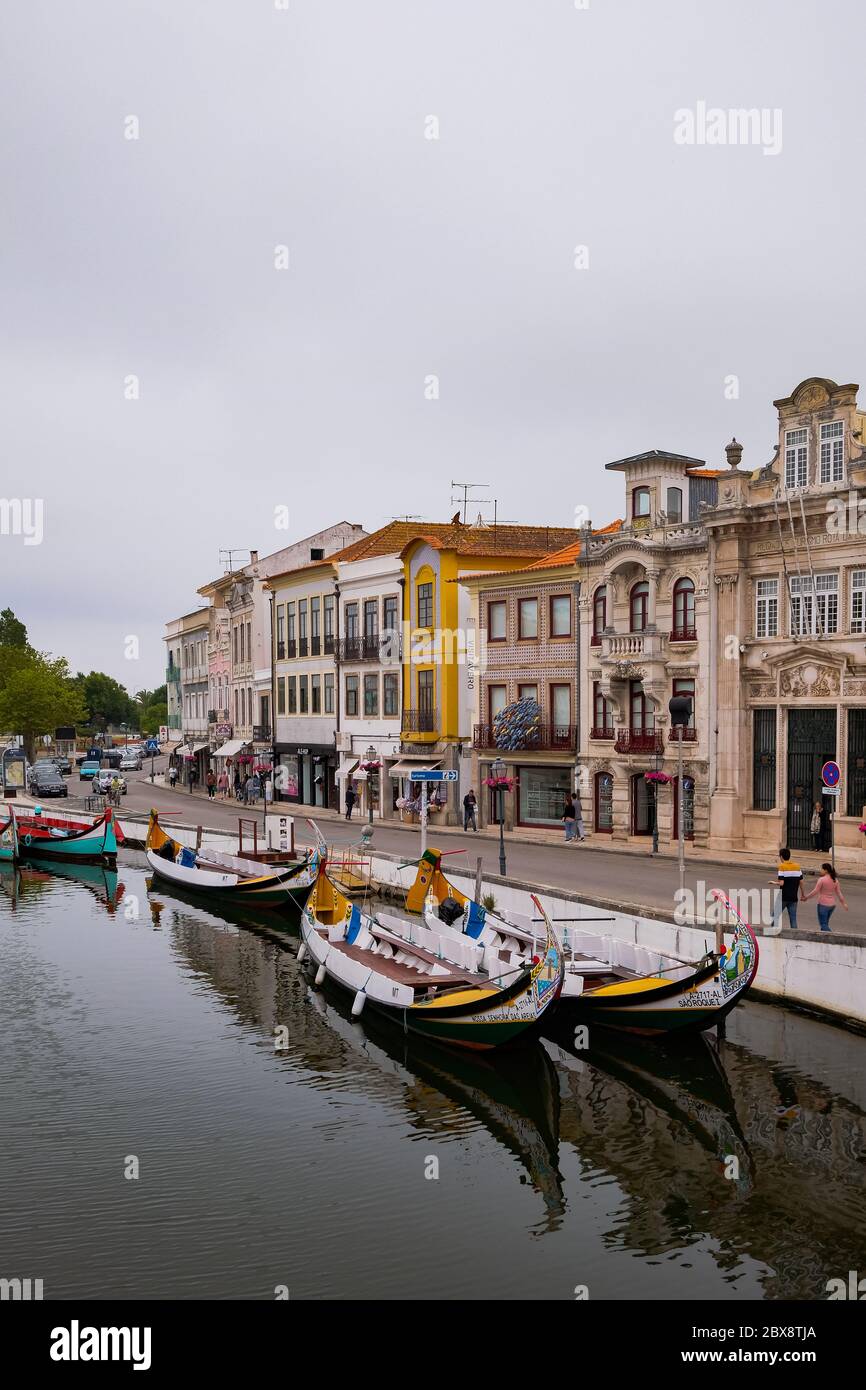 Traditional and Colorful "Moliceiro" Boats in "Ria de Aveiro Stock ...