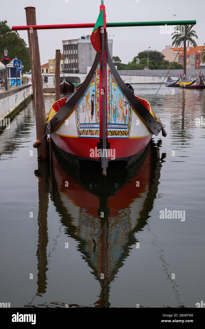 Traditional and Colorful "Moliceiro" Boats in "Ria de Aveiro Stock ...