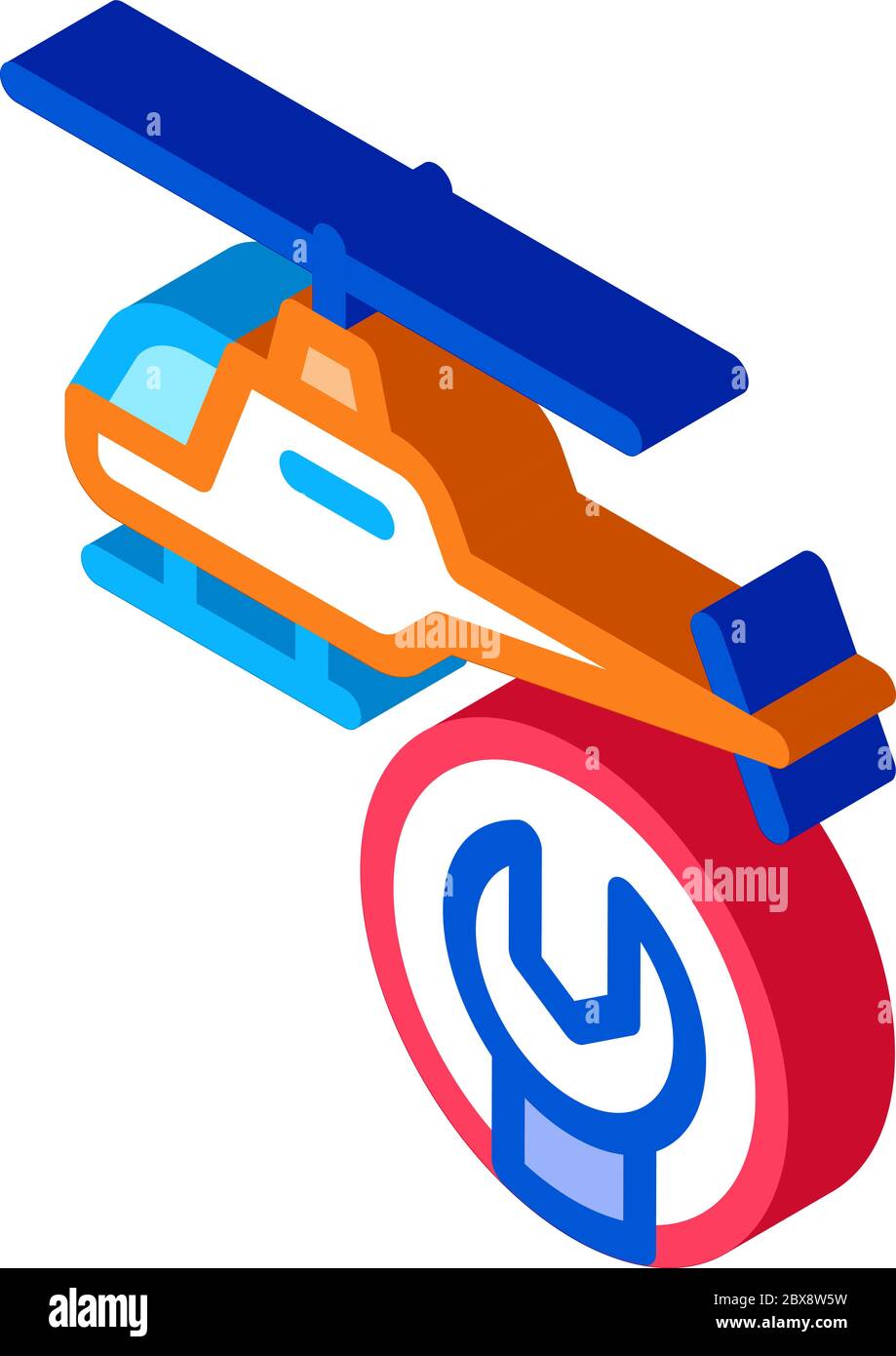 Helicopter Wrench isometric icon vector illustration Stock Vector Image ...