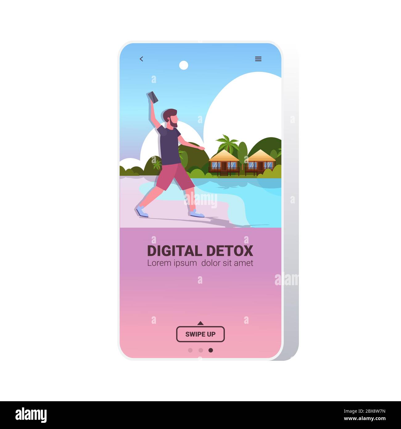 man throwing away cellphone digital detox concept guy relaxing on ...
