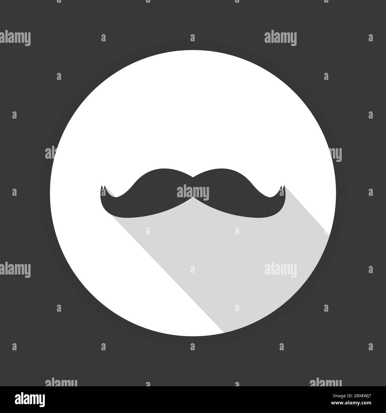 Mustache icon with long shadow. Classical old style design. Vector ...