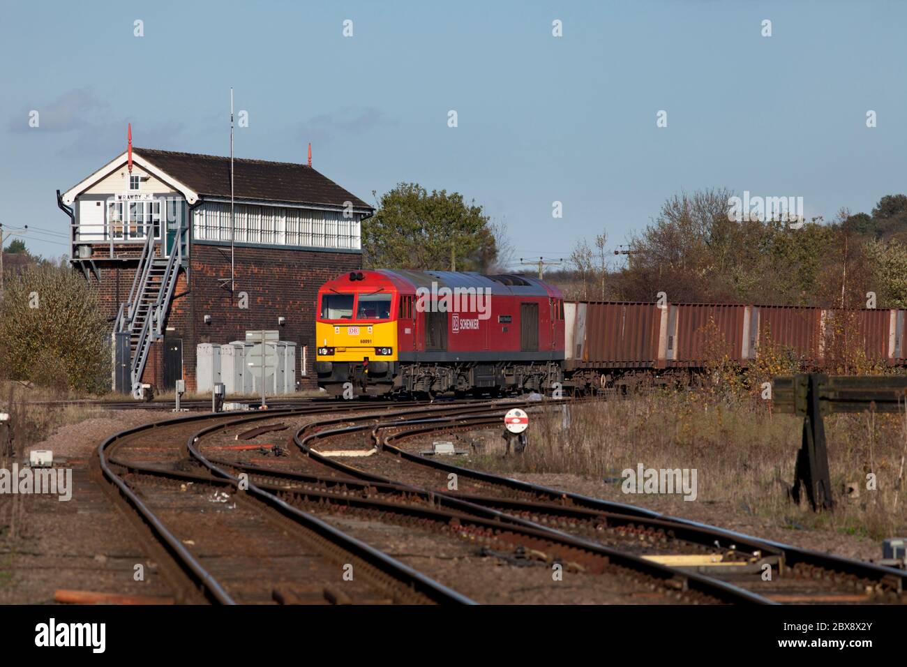 DB Cargo Rail UK class 60 locomotive 60091 hauling a freight train ...