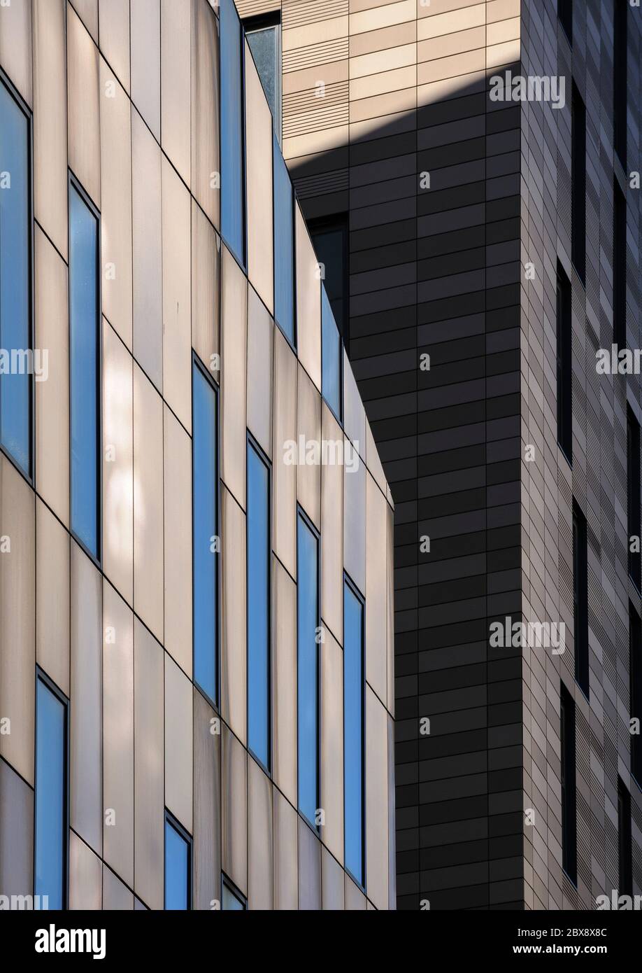 Abstract juxtaposition of buildings and light and shade, Newcastle ...