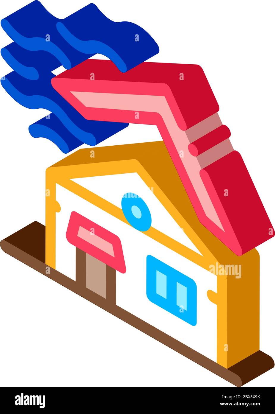 Roof Tear Down isometric icon vector illustration Stock Vector Image ...