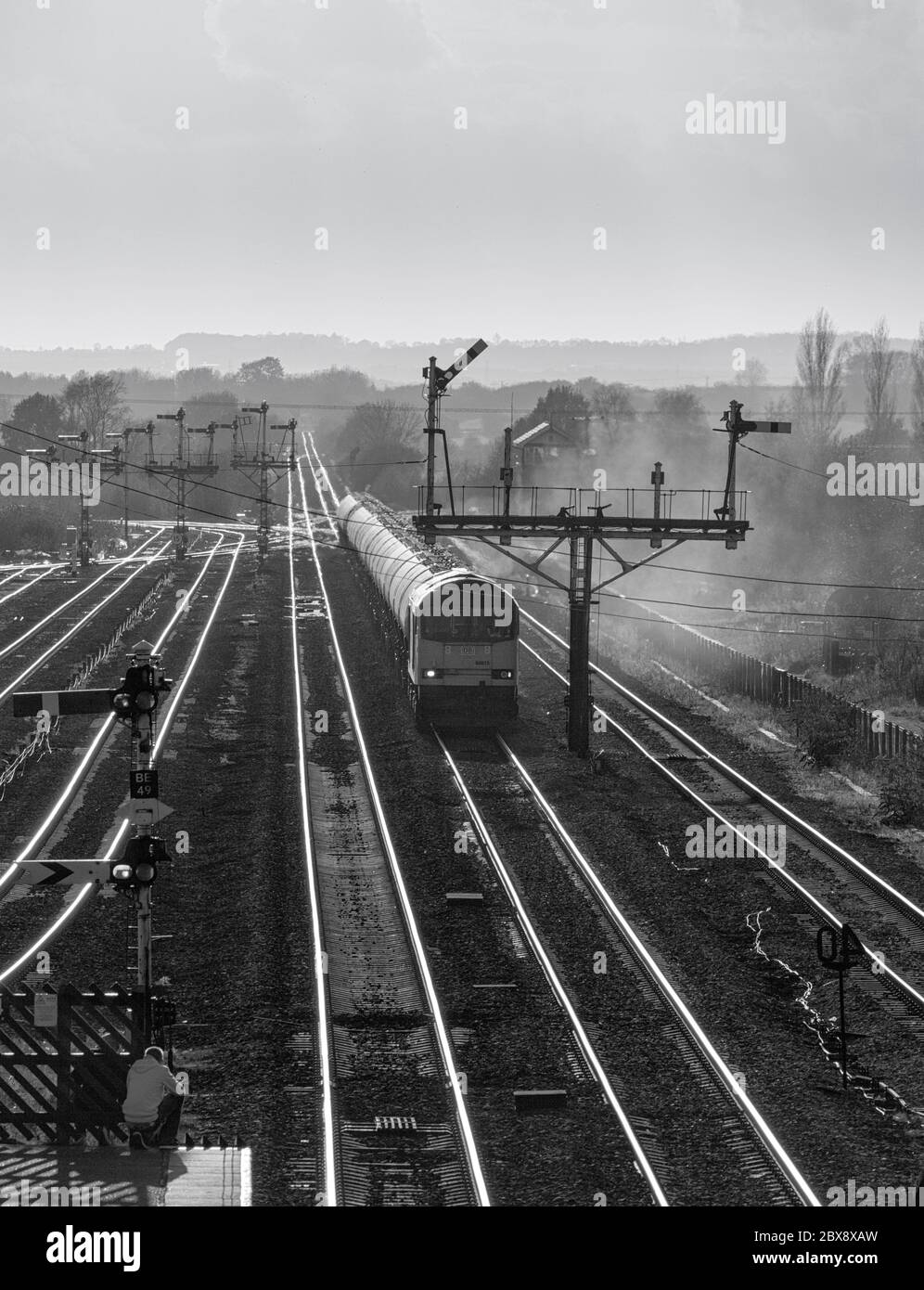 DB Cargo Rail UK class 60 locomotive 60015 hauling a freight train of ...