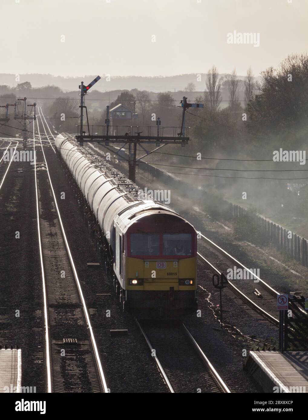DB Cargo Rail UK class 60 locomotive 60015 hauling a freight train of ...