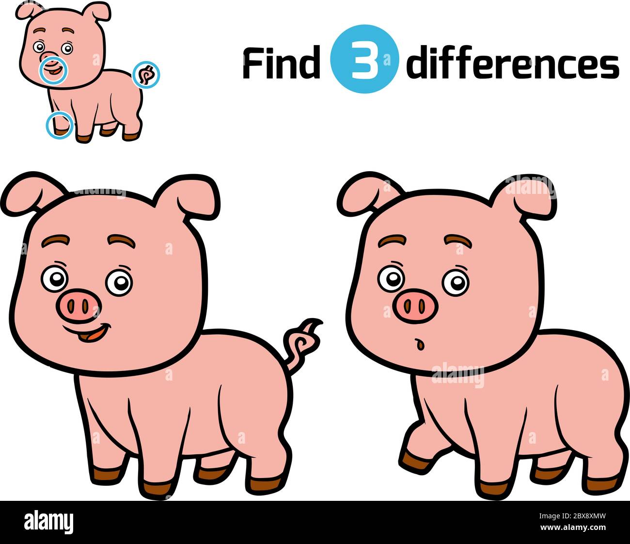 Find differences, education game for children, Pig Stock Vector Image ...