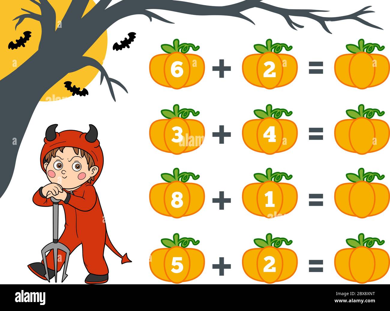 Counting Game for Preschool Children. Halloween characters, devil ...