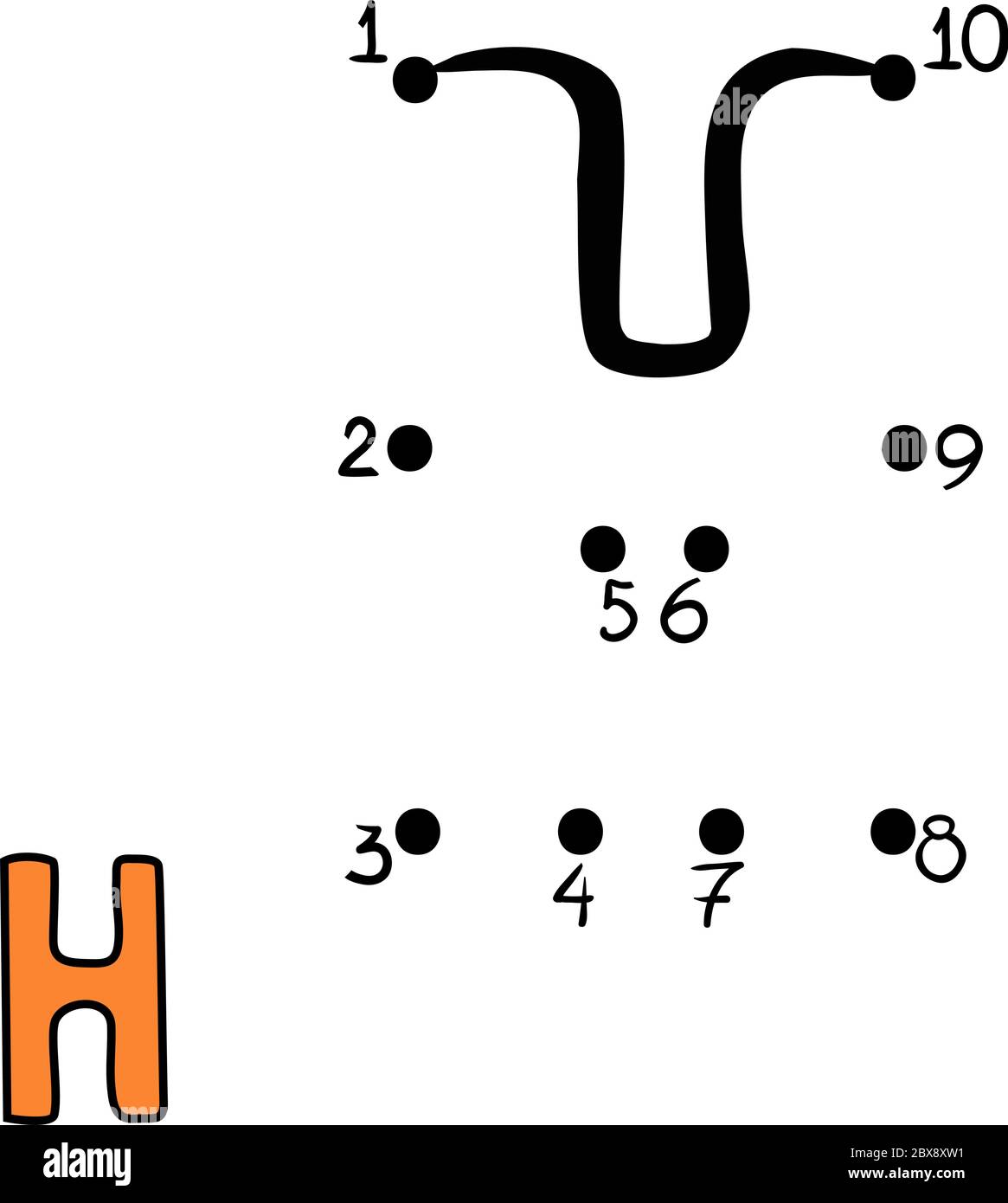 Numbers game for children, education dot to dot game Letter H Stock ...