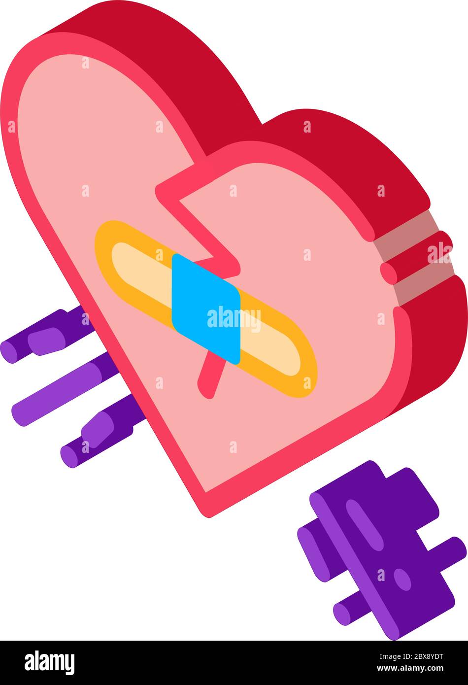Glued Heart Isometric Icon Vector Illustration Stock Vector Image And Art