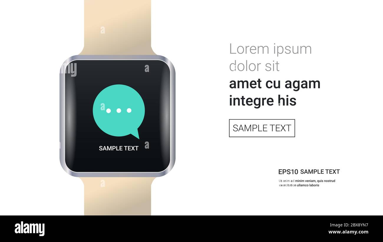 smart watch with chat bubble speech on screen isolated on white ...