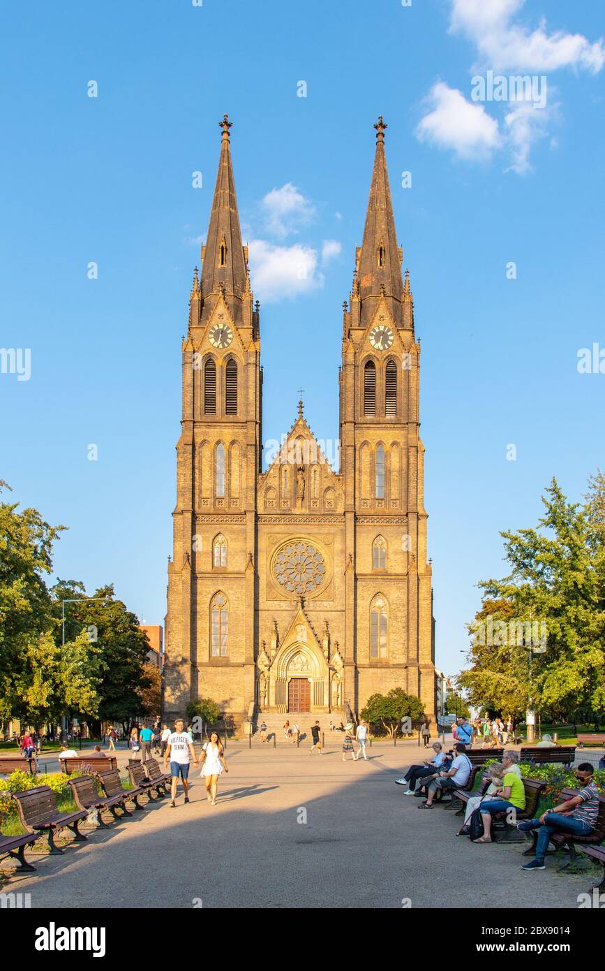 PRAGUE, CZECH REPUBLIC - AUGUST 17, 2018: Church of St. Ludmila at the ...