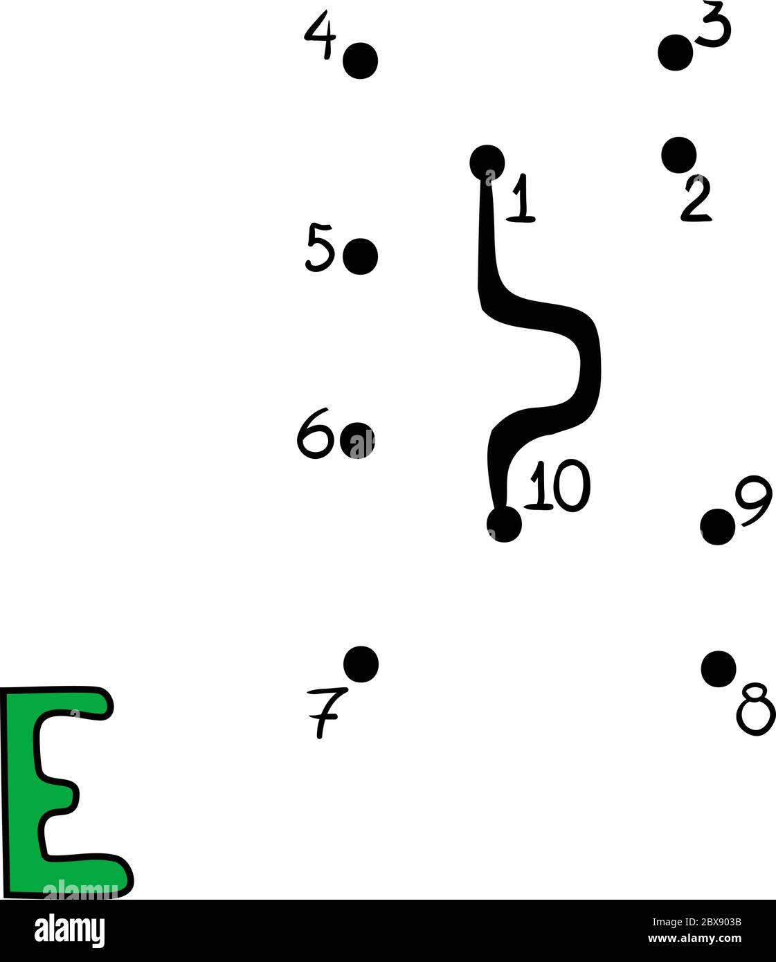 Numbers game for children, education dot to dot game Letter E Stock ...