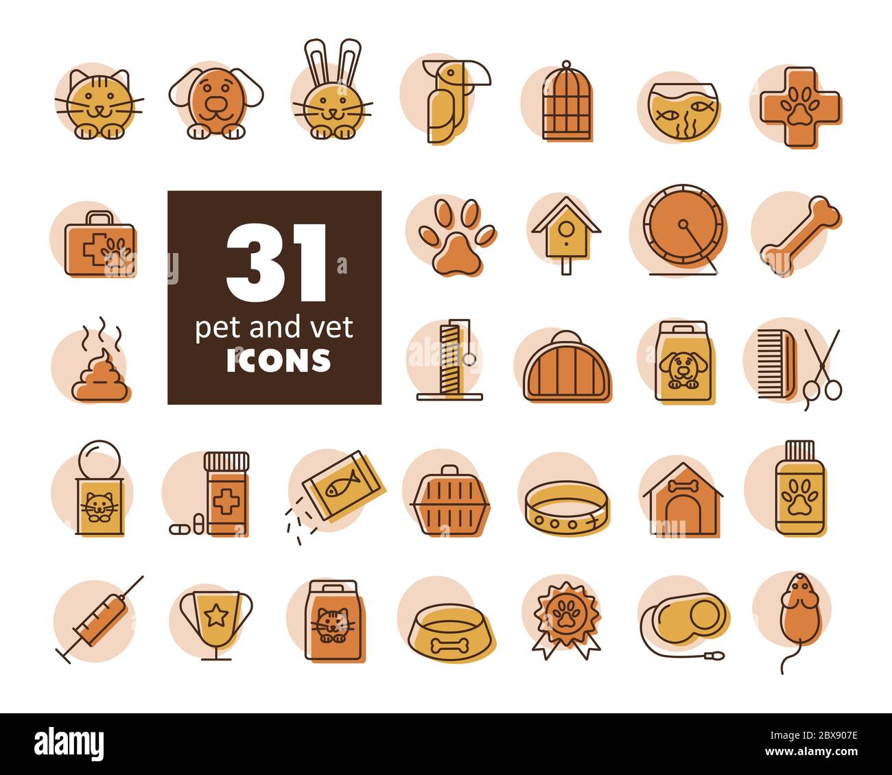 Pet and vet vector icon set. Graph symbol for pet and veterinary web ...