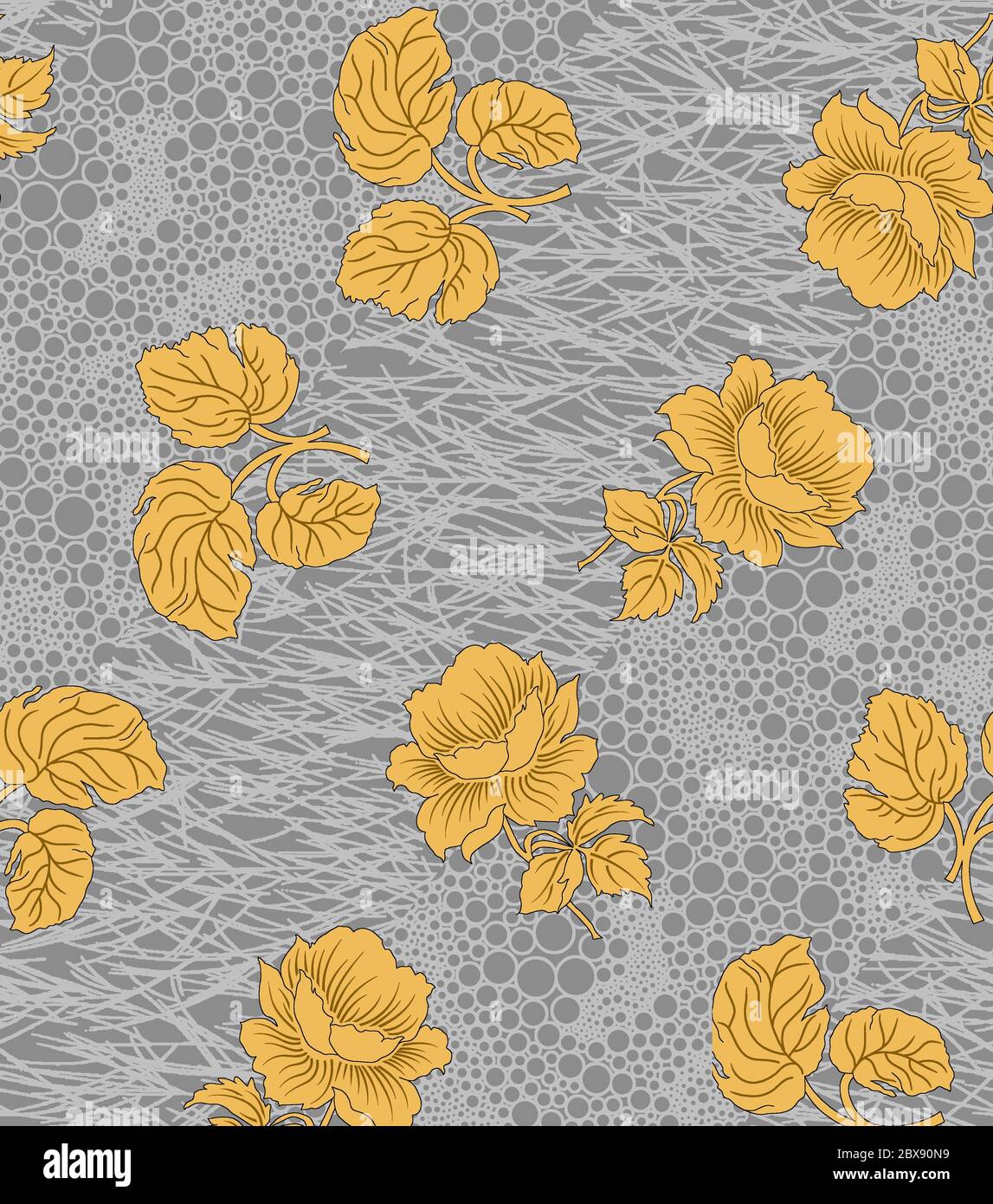 Seamless pattern with spring flowers and leaves. Hand drawn background ...