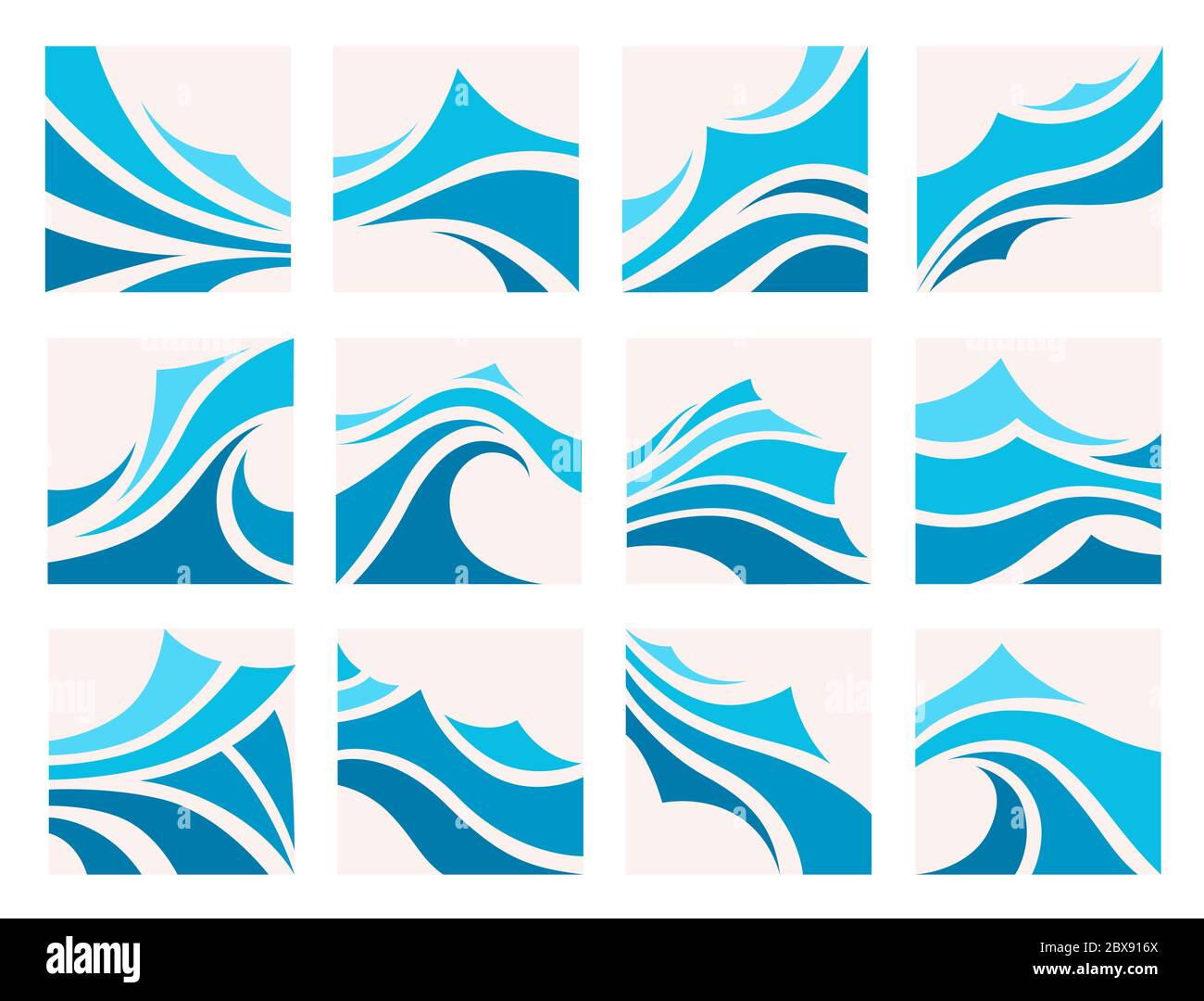 Marine pattern with stylized blue waves Stock Vector Image & Art - Alamy