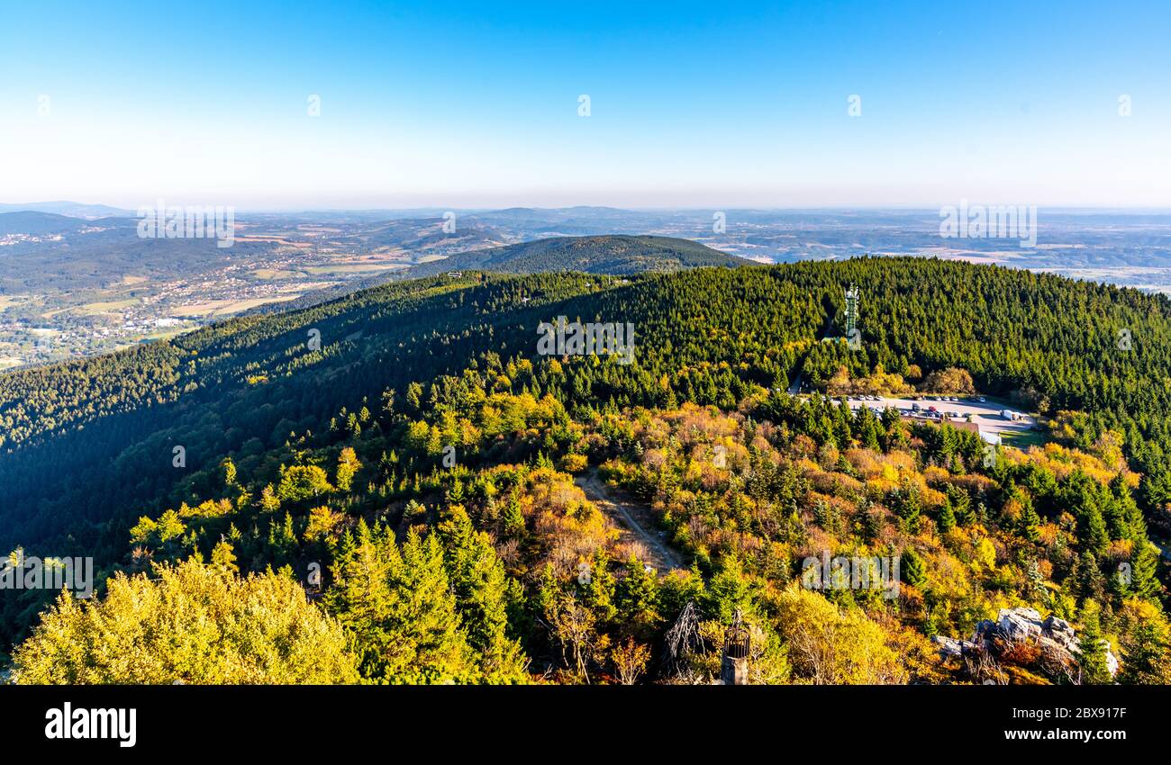Aerial view of Jested ridge from Jested Mountain on sunny summer ...