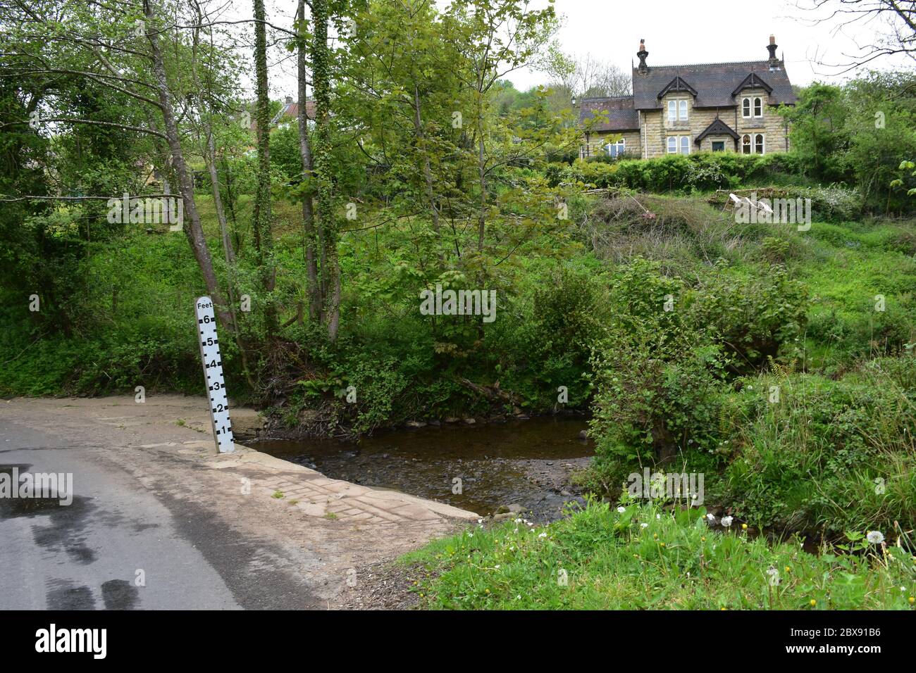 River ford showing the depth of the river Stock Photo - Alamy
