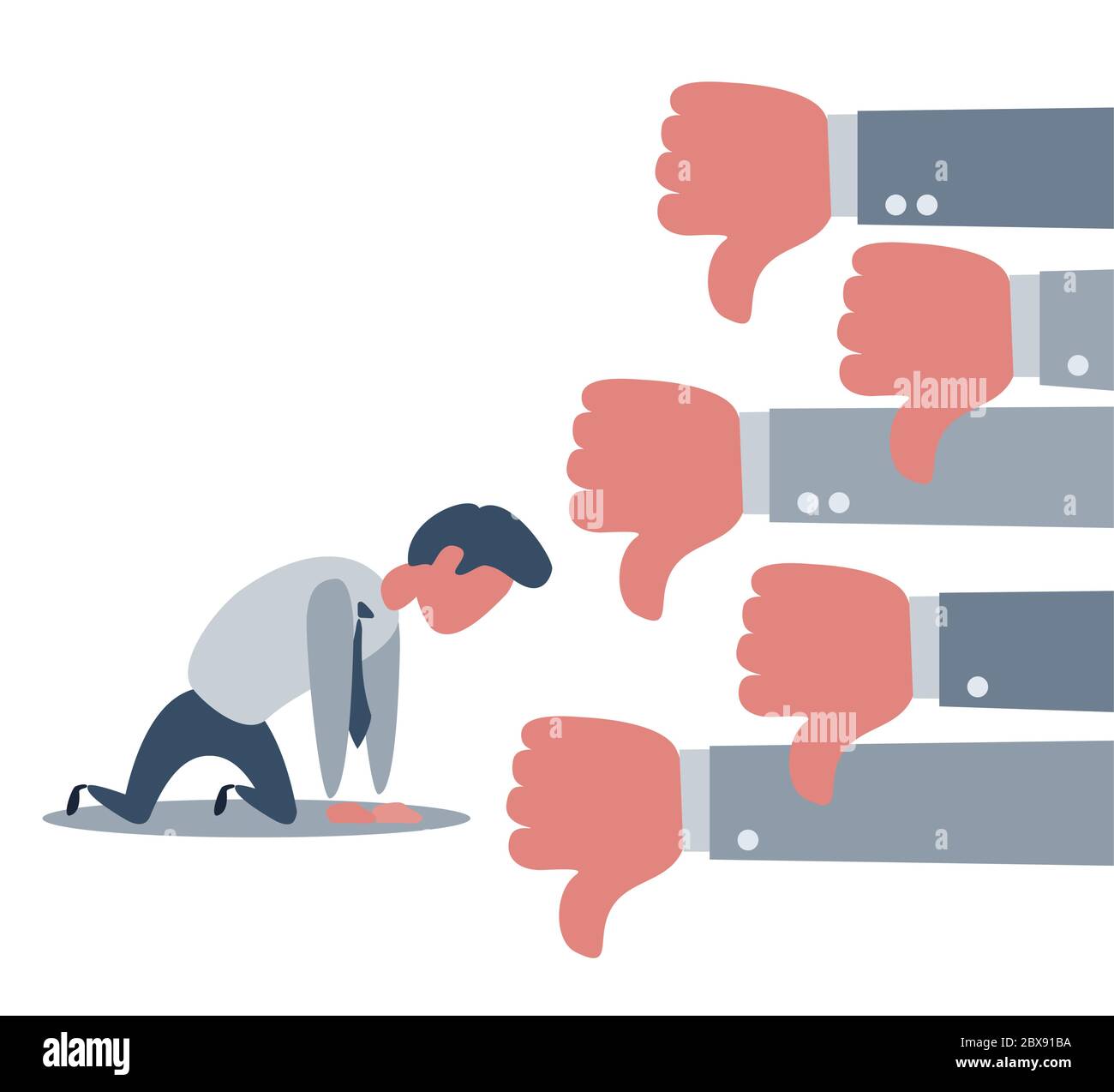 Group of Business man show dislike or unlike thumbs down hand to Sad ...